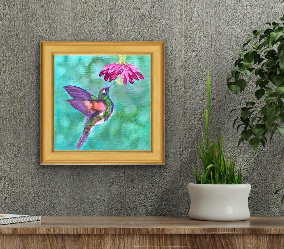 Hummingbird Fine Art Paper Print – Daffodils & Details Artful Decor