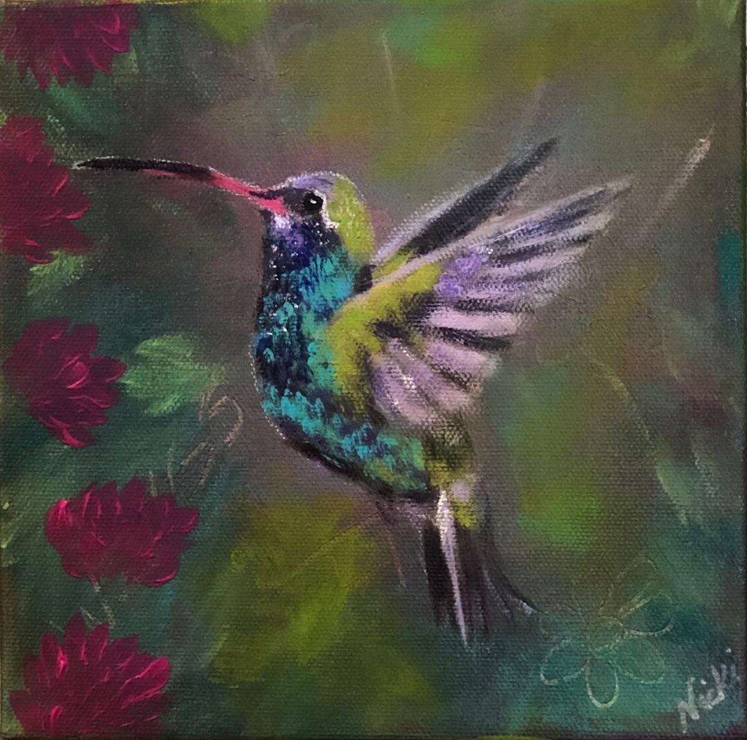 Hummingbird, Bird Art, Original Canvas Painting – Daffodils & Details ...